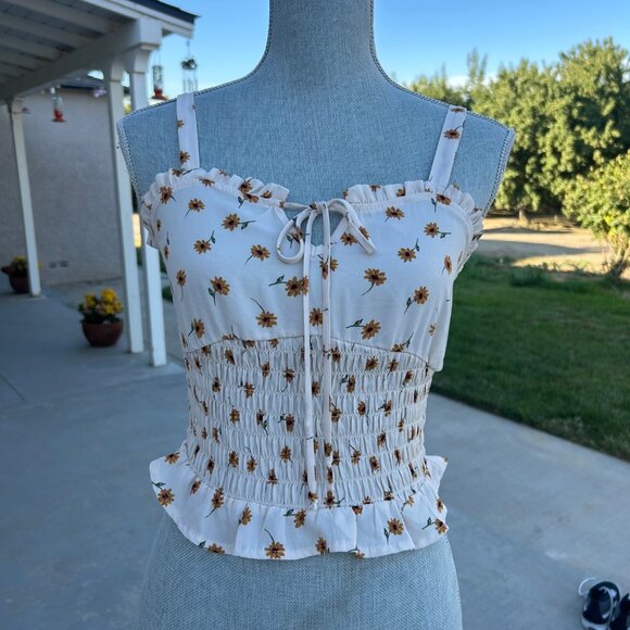 Sienna Sky | Tops | Floral Print Coquette Girl Feminine Dainty Smocked ...